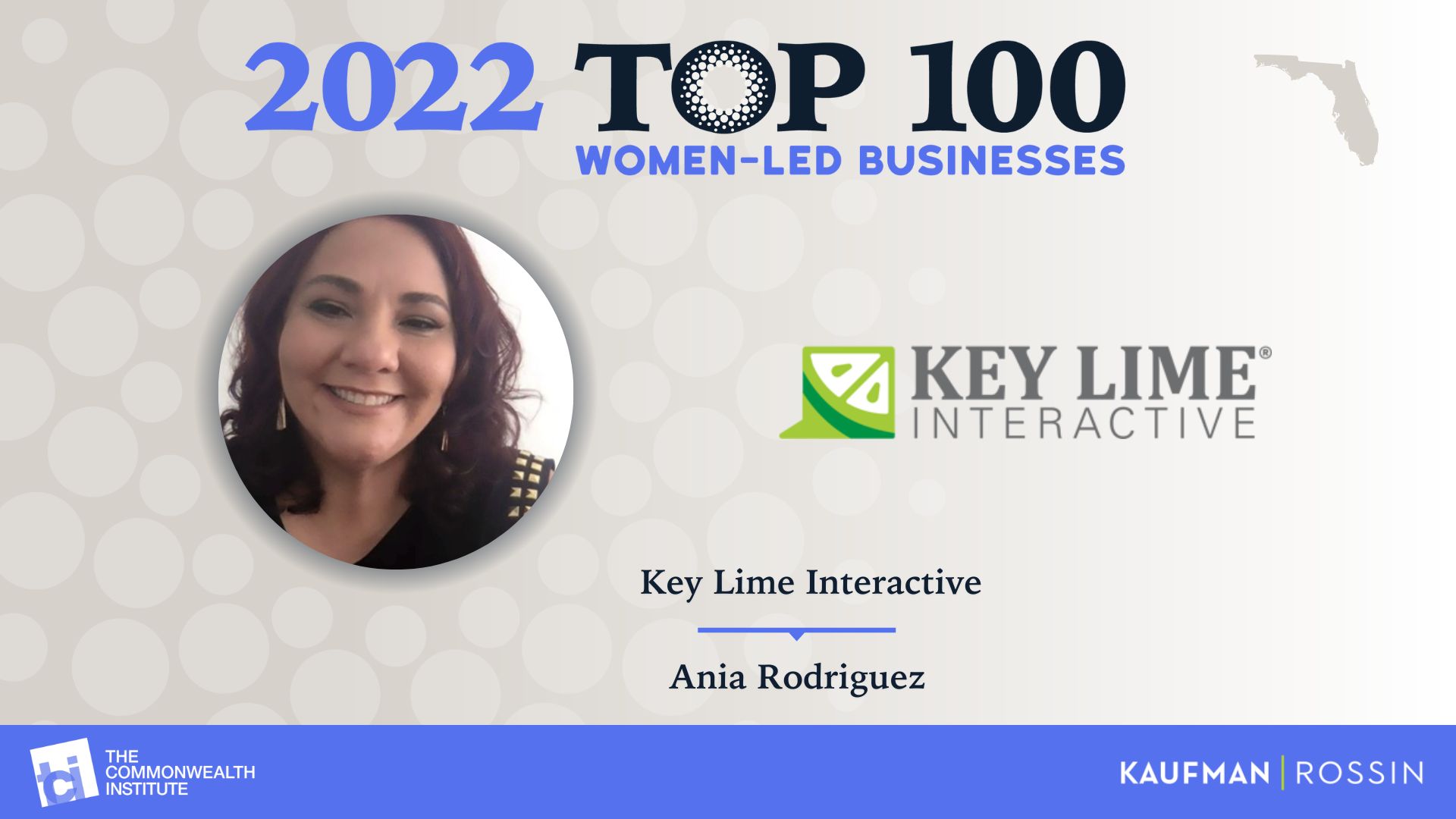 Key Lime Interactive and CEO Ania Rodriguez recognized as a 2022 Top 100 Women-Led Business in ...